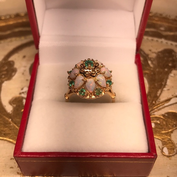 Franklin Mint | Jewelry | Franklin Mint 4k Emeralds Opals Gold Ring ...